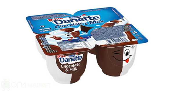 Млечен десерт - Danette - шоколад и мляко - 4х70гр.