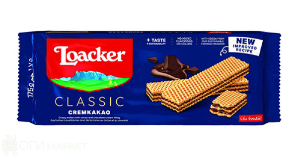 Вафли Loacker крем какао 0 175гр